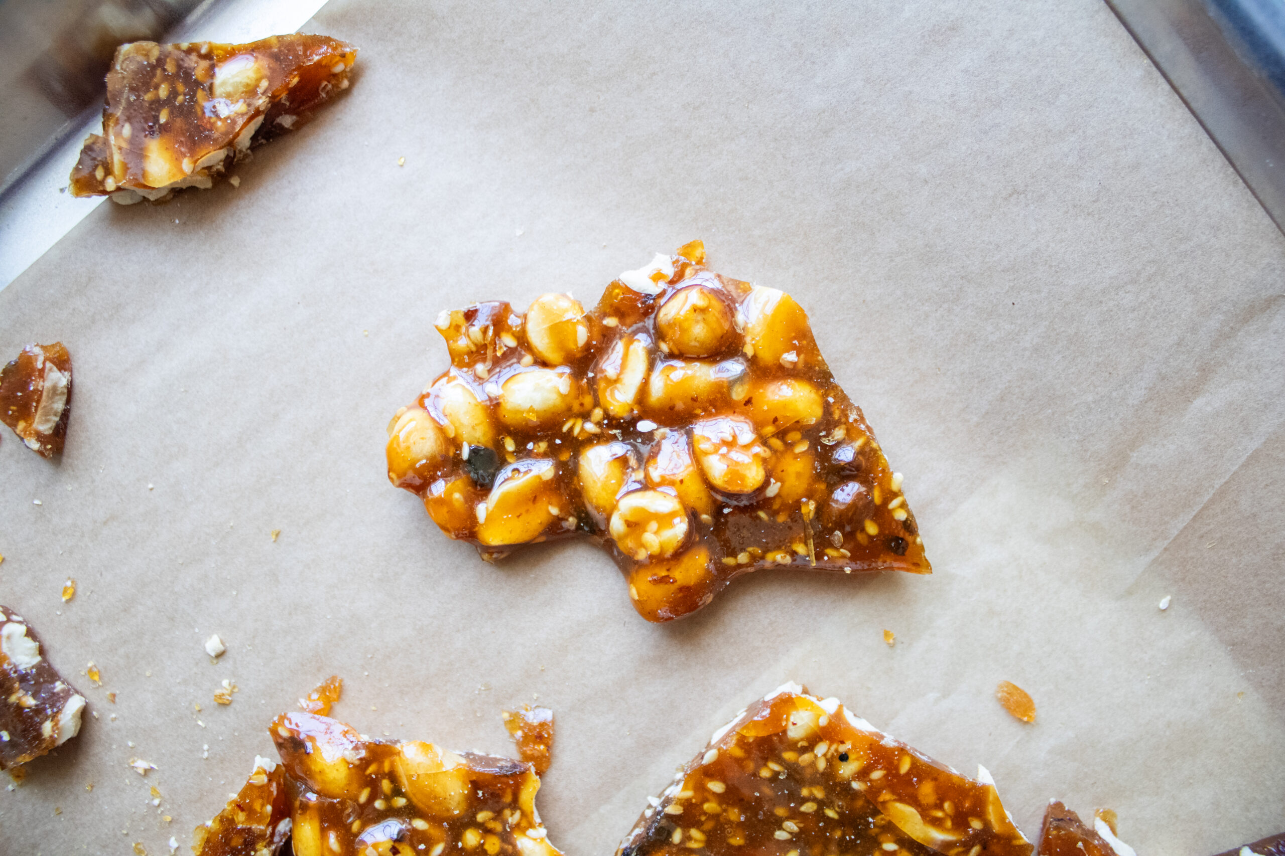 Chili Crunch Peanut Brittle (Sweet + Spicy Candy) - Lily P Crumbs